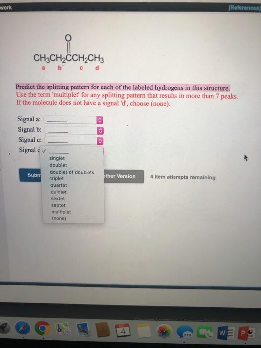 Solved work [References CH3CH2CCH2CH3 ь с Predict the | Chegg.com