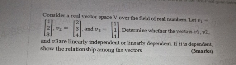 Solved Consider A Real Vector Space V ﻿over The Field Of
