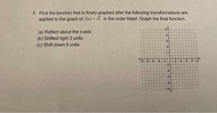 Solved 3. Find the function that is finally graphed after | Chegg.com