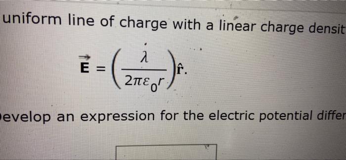 Solved Wh A uniform line of charge with a linear charge | Chegg.com