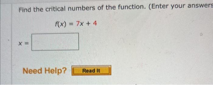Solved Find the critical numbers of the function. (Enter | Chegg.com
