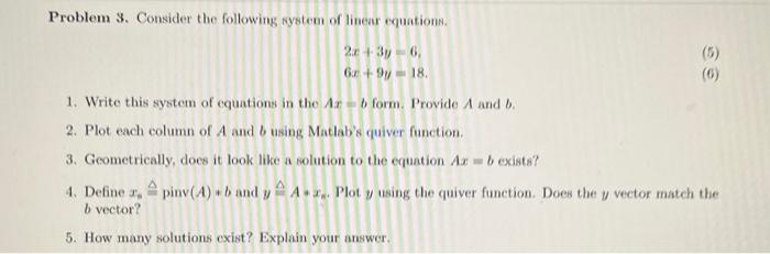 Solved Problem 3. Consider the following system of linear | Chegg.com