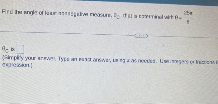 Solved Find the angle of least nonnegative measure, θC, that | Chegg.com