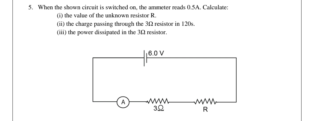 Solved When the shown circuit is switched on, ﻿the ammeter | Chegg.com