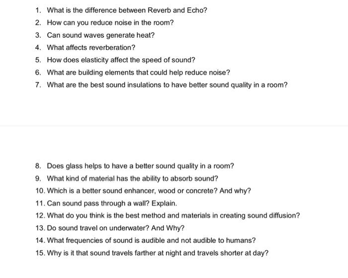Solved 1. What is the difference between Reverb and Echo? 2. | Chegg.com