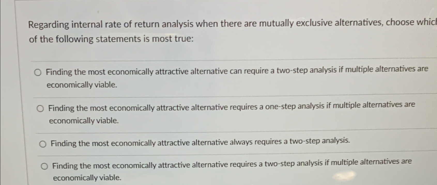 Solved Regarding internal rate of return analysis when there | Chegg.com