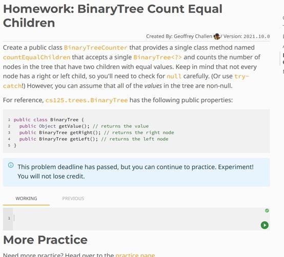 Solved Homework: BinaryTree Count Equal Children Created By: | Chegg.com