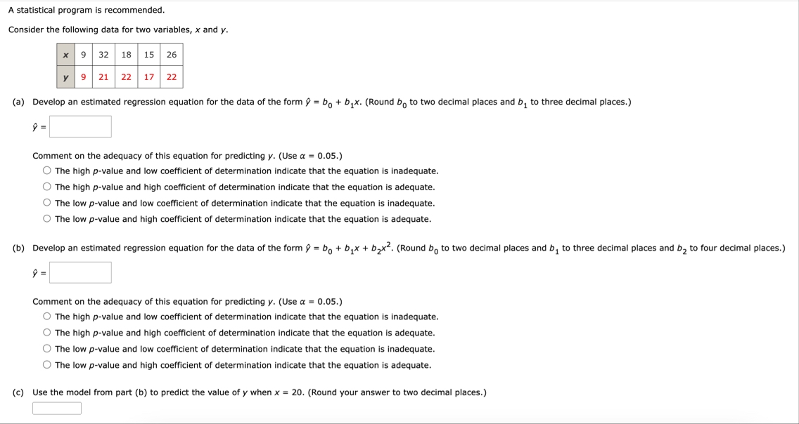 Solved A statistical program is recommended.Consider the | Chegg.com