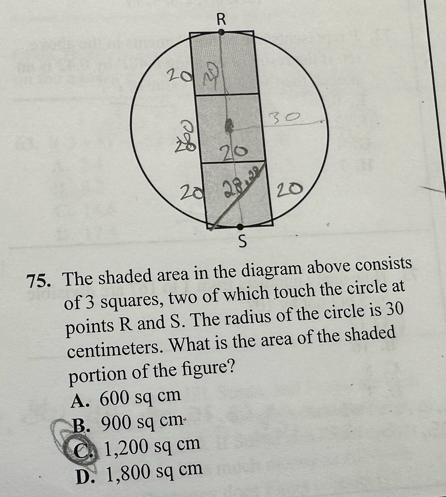 Solved The shaded area in the diagram above consists of 3 | Chegg.com