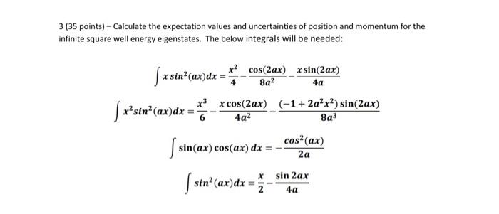 Solved 3 (35 points) - Calculate the expectation values and | Chegg.com