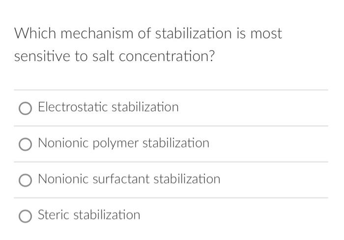 Solved Which mechanism of stabilization is most sensitive to | Chegg.com