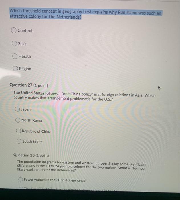 Solved Which threshold concept in geography best explains | Chegg.com