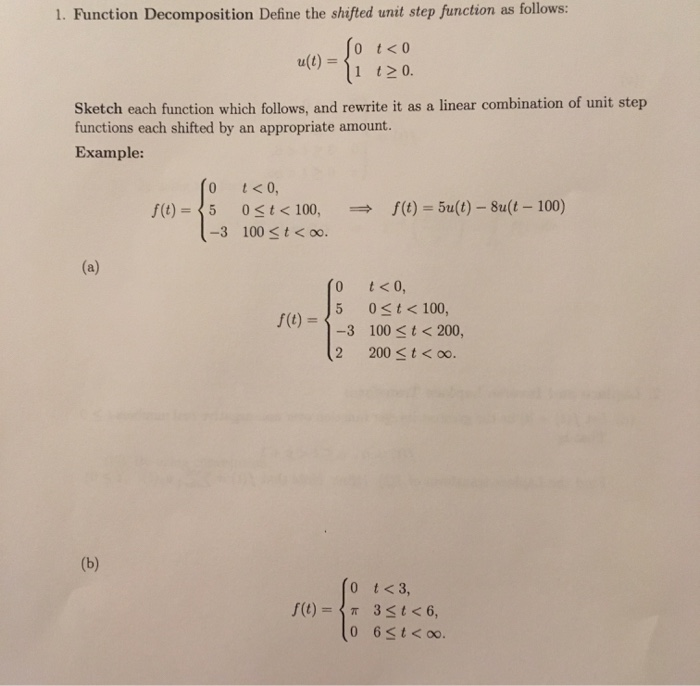 Solved 1 Function Decomposition Define The Shifted Unit