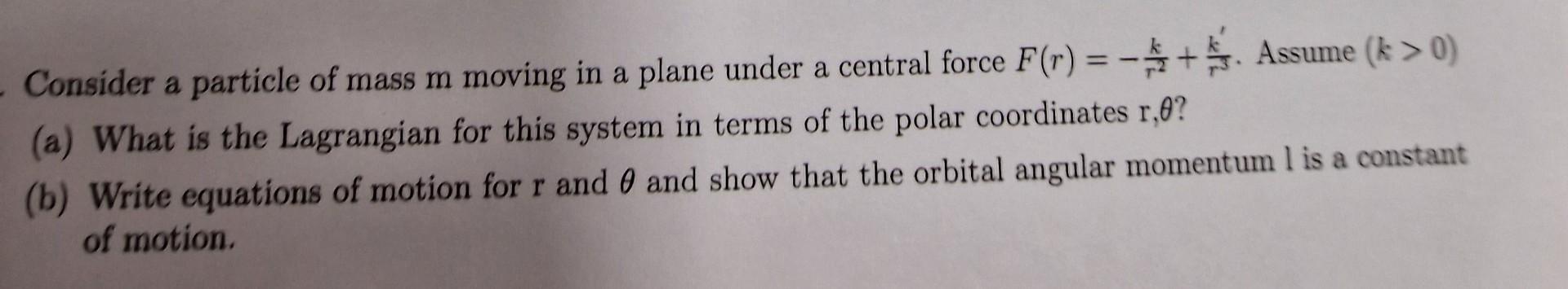 Solved (Analytical mechanics - Lagrangian mechanics) Please | Chegg.com