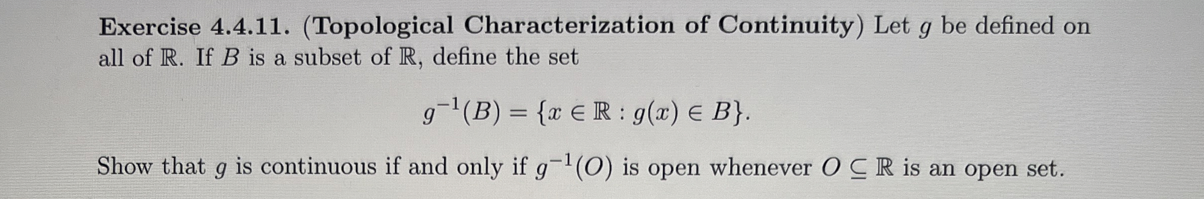 Solved Exercise 4.4.11. (Topological Characterization of | Chegg.com