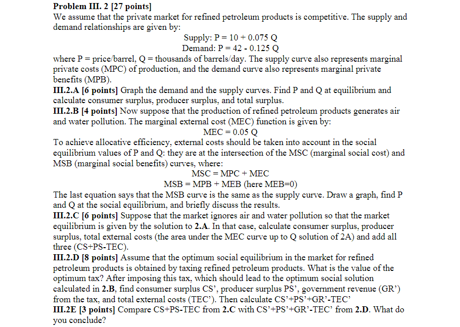 Solved Problem III. 2 [27 ﻿points]We assume that the private | Chegg.com