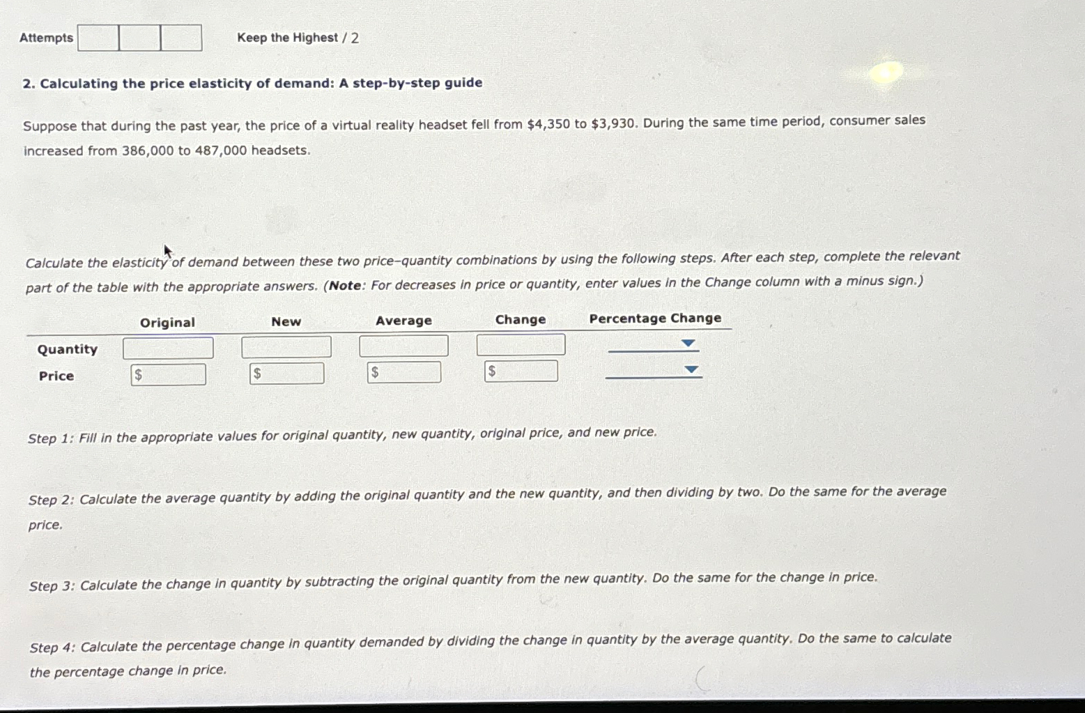 Solved AttemptsKeep the Highest ?22. ﻿Calculating the price | Chegg.com
