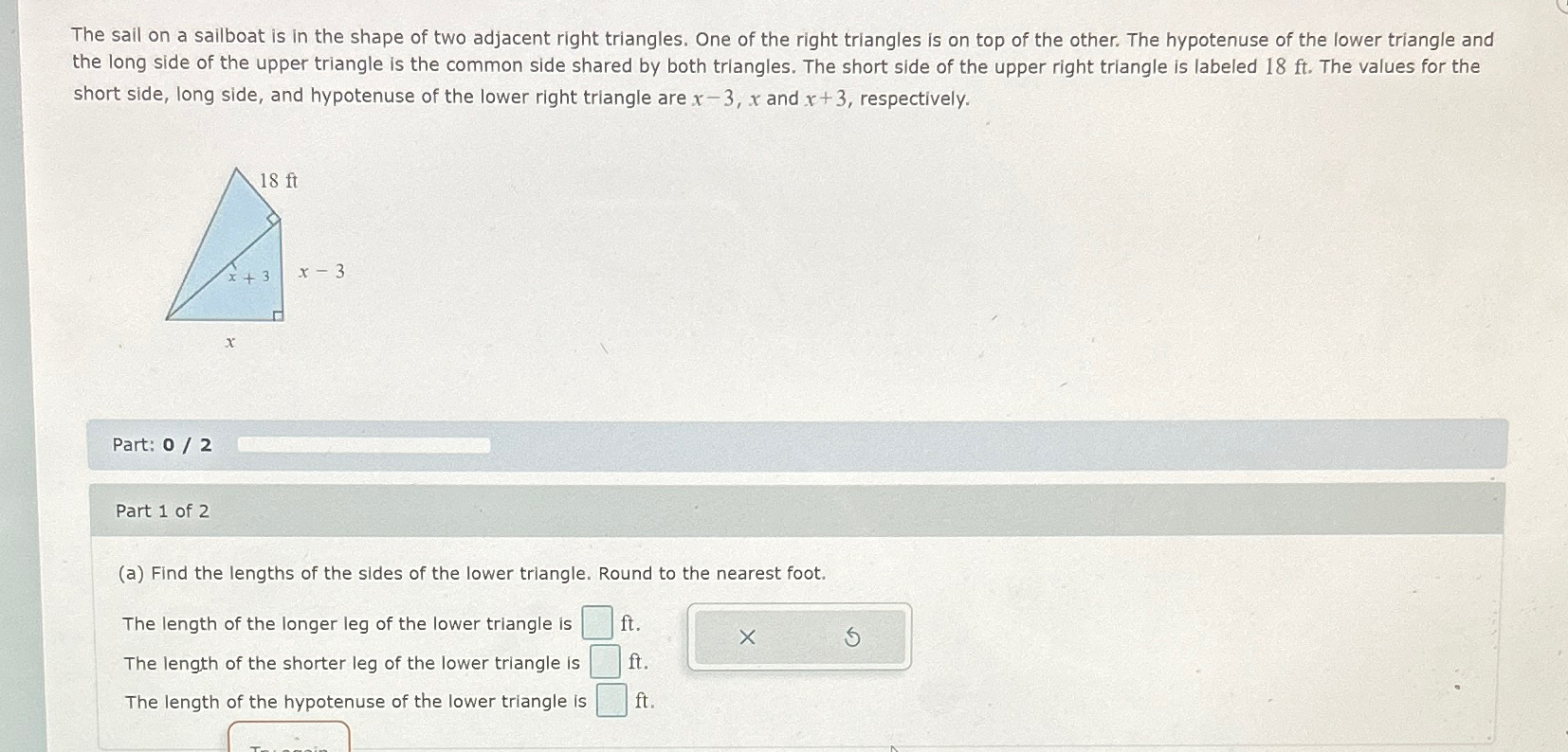 Solved The sail on a sailboat is in the shape of two | Chegg.com