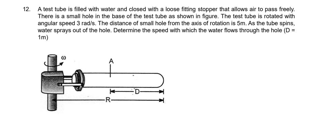 Solved A test tube is filled with water and closed with a | Chegg.com