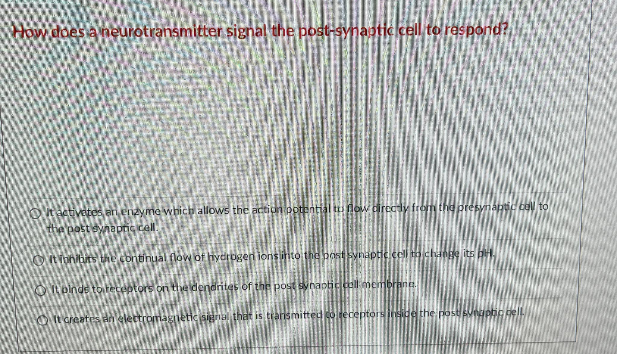 Solved How does a neurotransmitter signal the post-synaptic | Chegg.com