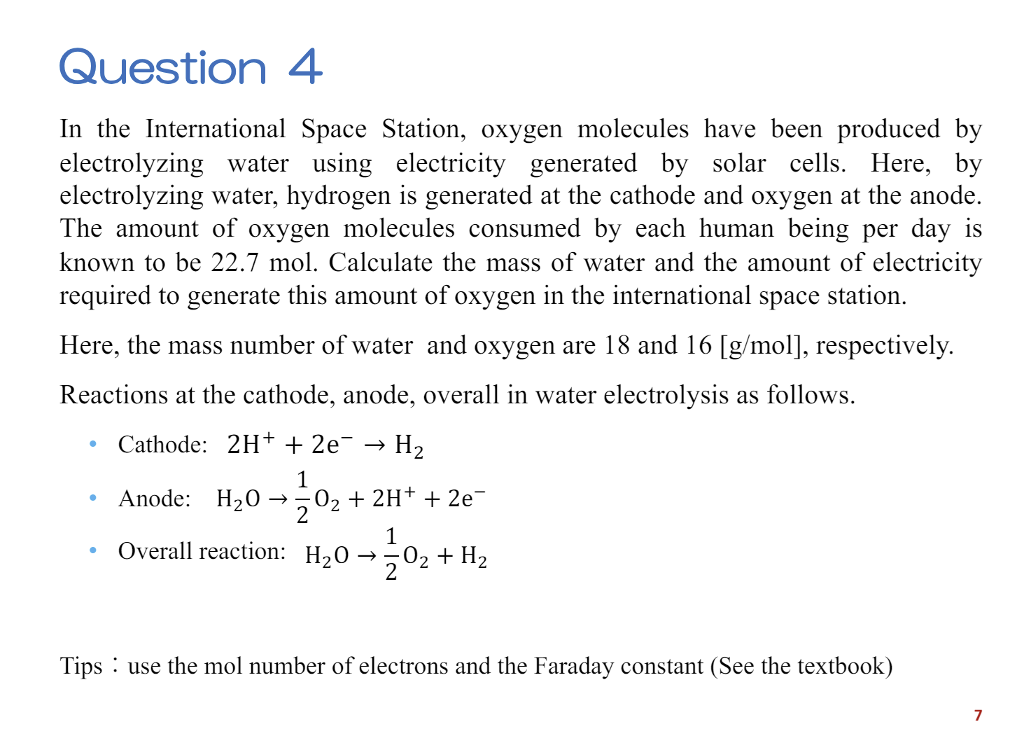 Solved Question 4 In The International Space Station Ox