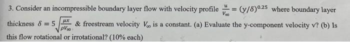 Solved 3. Consider an incompressible boundary layer flow | Chegg.com