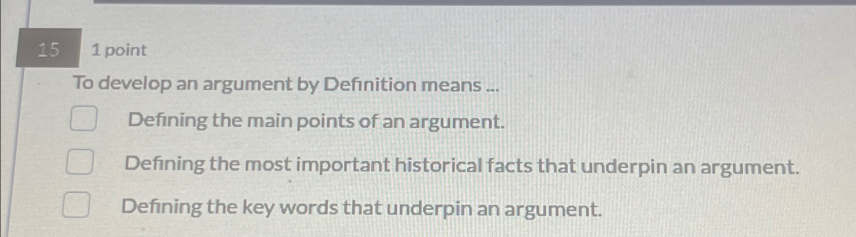 Solved 151 ﻿pointTo develop an argument by Definition means | Chegg.com