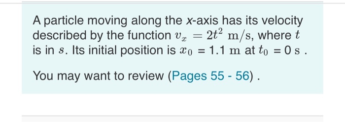 Solved A particle moving along the x-axis has its velocity | Chegg.com