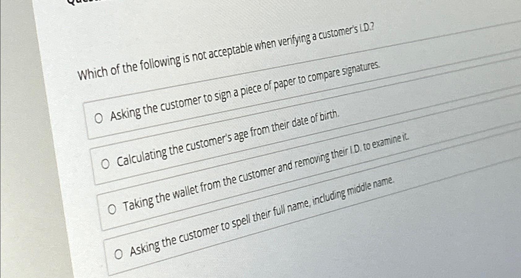 Solved Which of the following is not acceptable when | Chegg.com