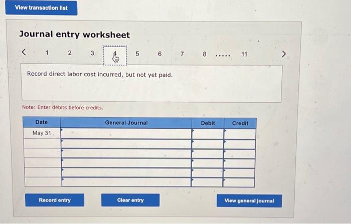 Solved Journal entry worksheet 5 Record direct materials | Chegg.com