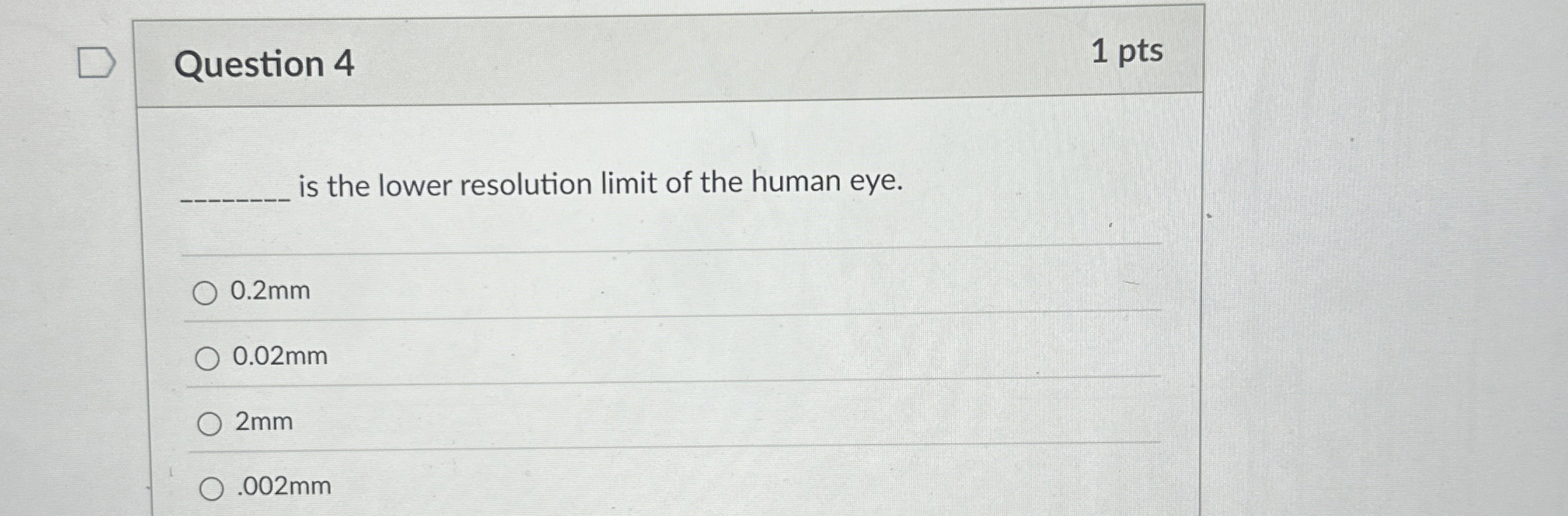 Solved Question 4is the lower resolution limit of the human | Chegg.com