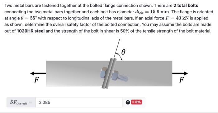 Solved Two metal bars are fastened together at the bolted | Chegg.com