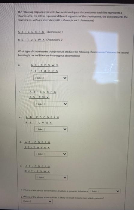 Solved The following diagram represents two nonhomologous | Chegg.com