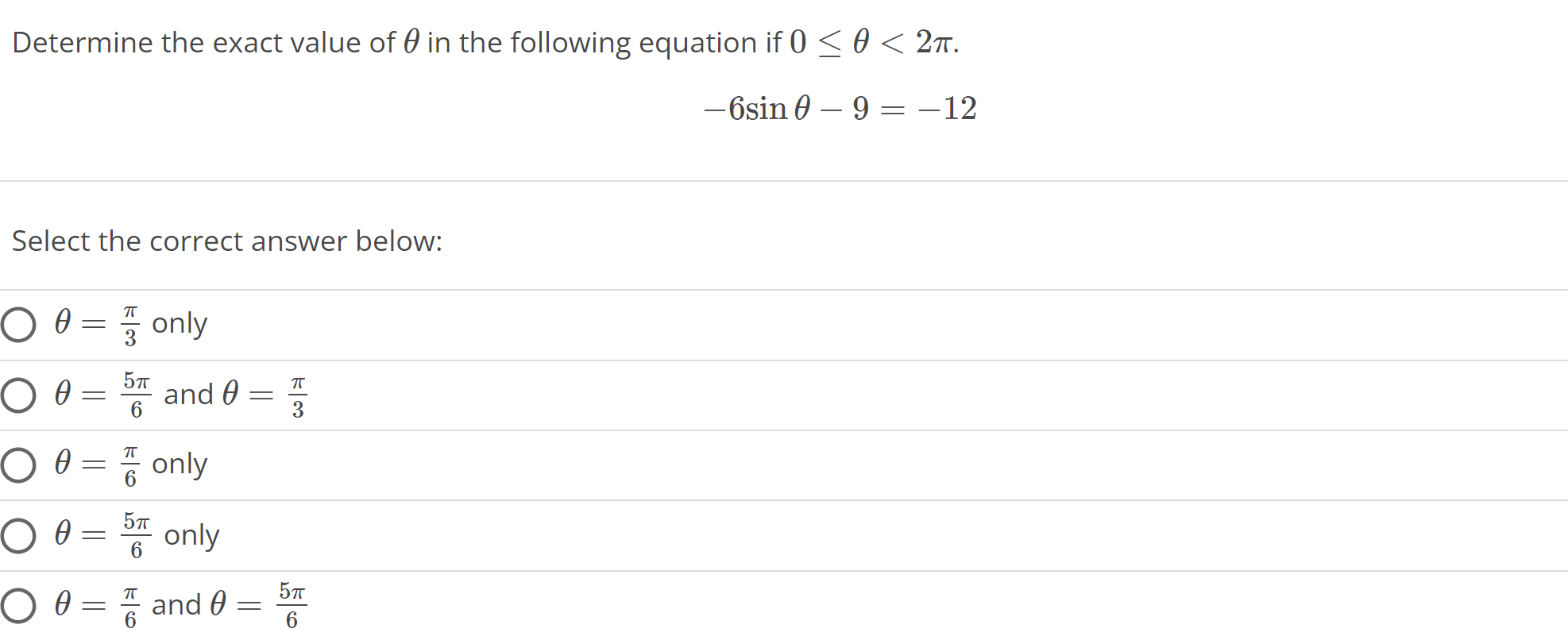 Solved Determine the exact value of θ ﻿in the following | Chegg.com