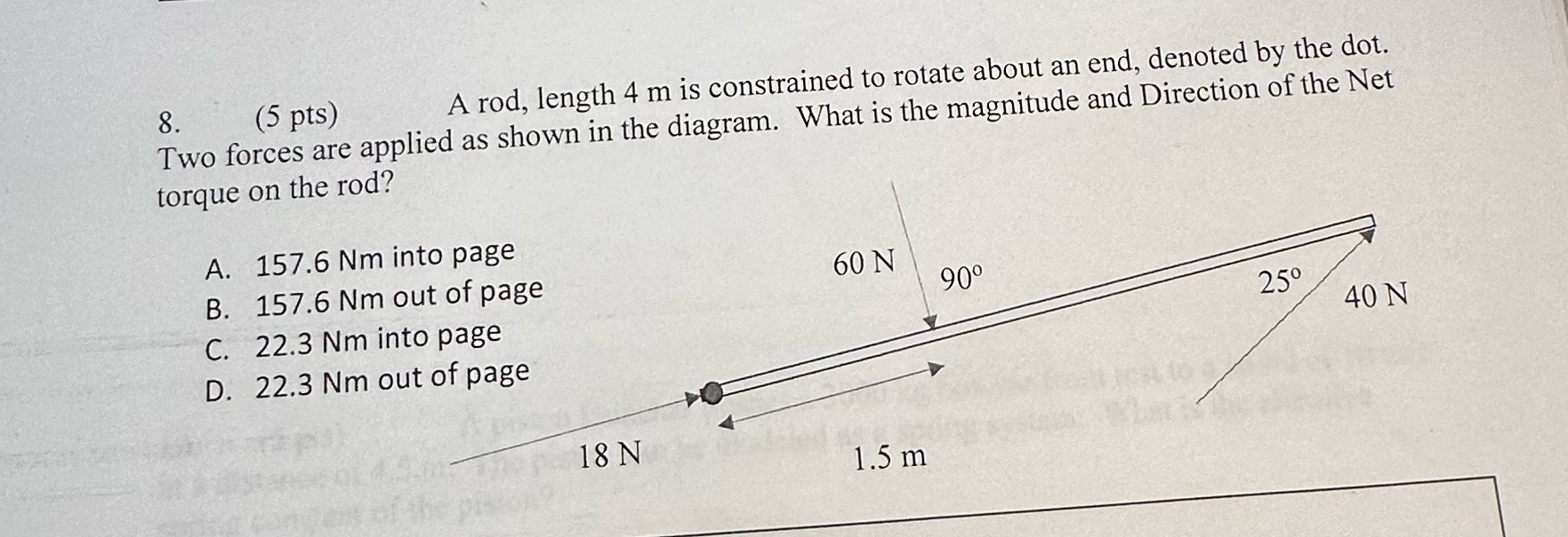 Solved A rod, length 4m ﻿is constrained to rotate about an | Chegg.com