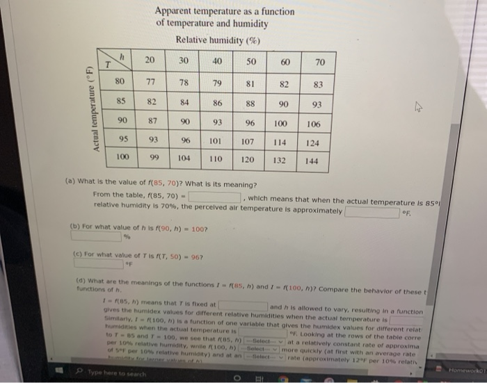Solved Apparent temperature as a function of temperature and | Chegg.com