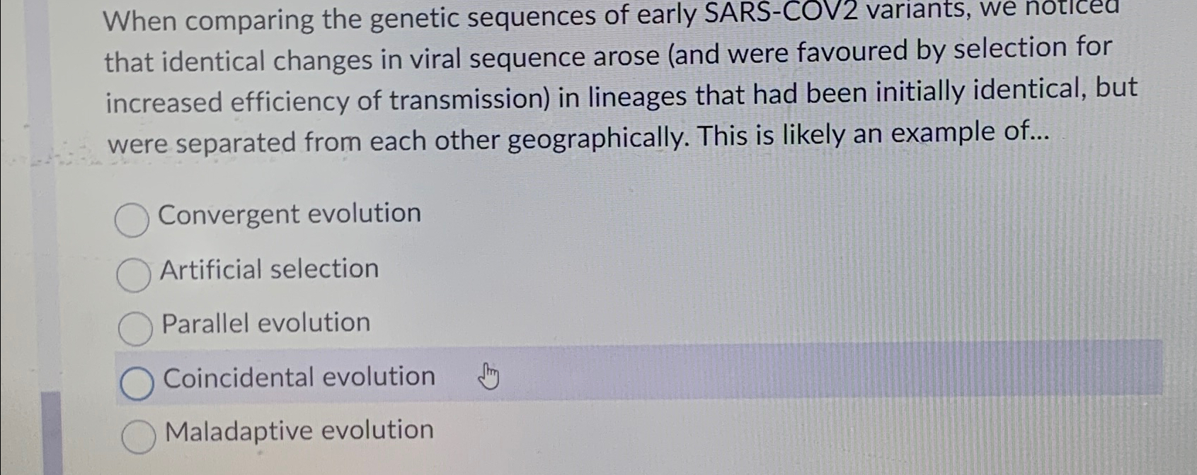 Solved When comparing the genetic sequences of early | Chegg.com