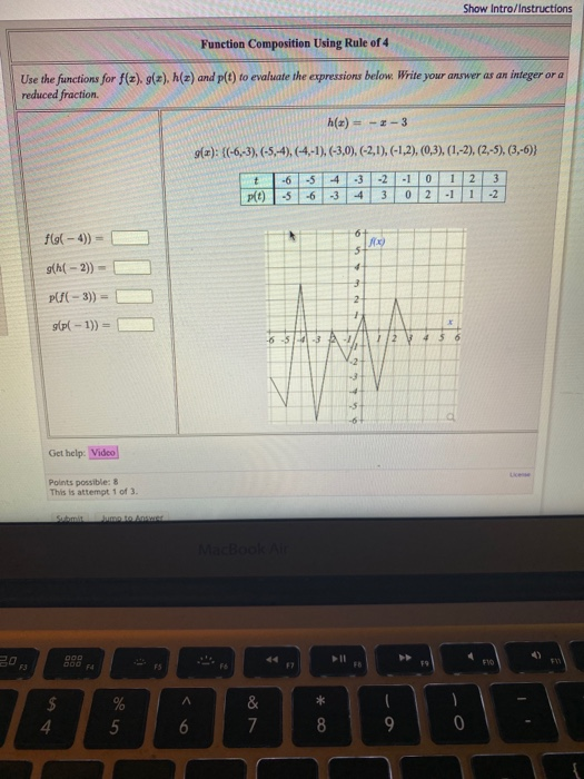 Solved Show Intro/Instructions Function Composition Using | Chegg.com