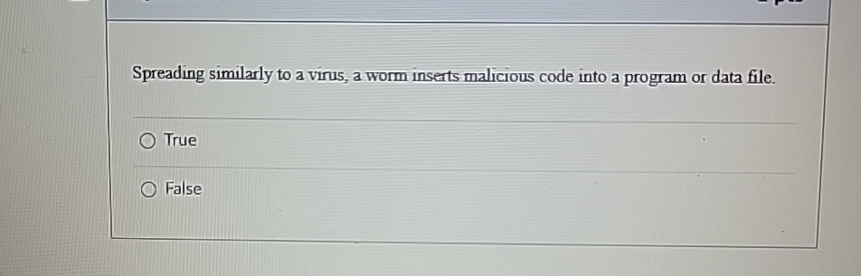 Solved Spreading similarly to a virus, a worm inserts | Chegg.com