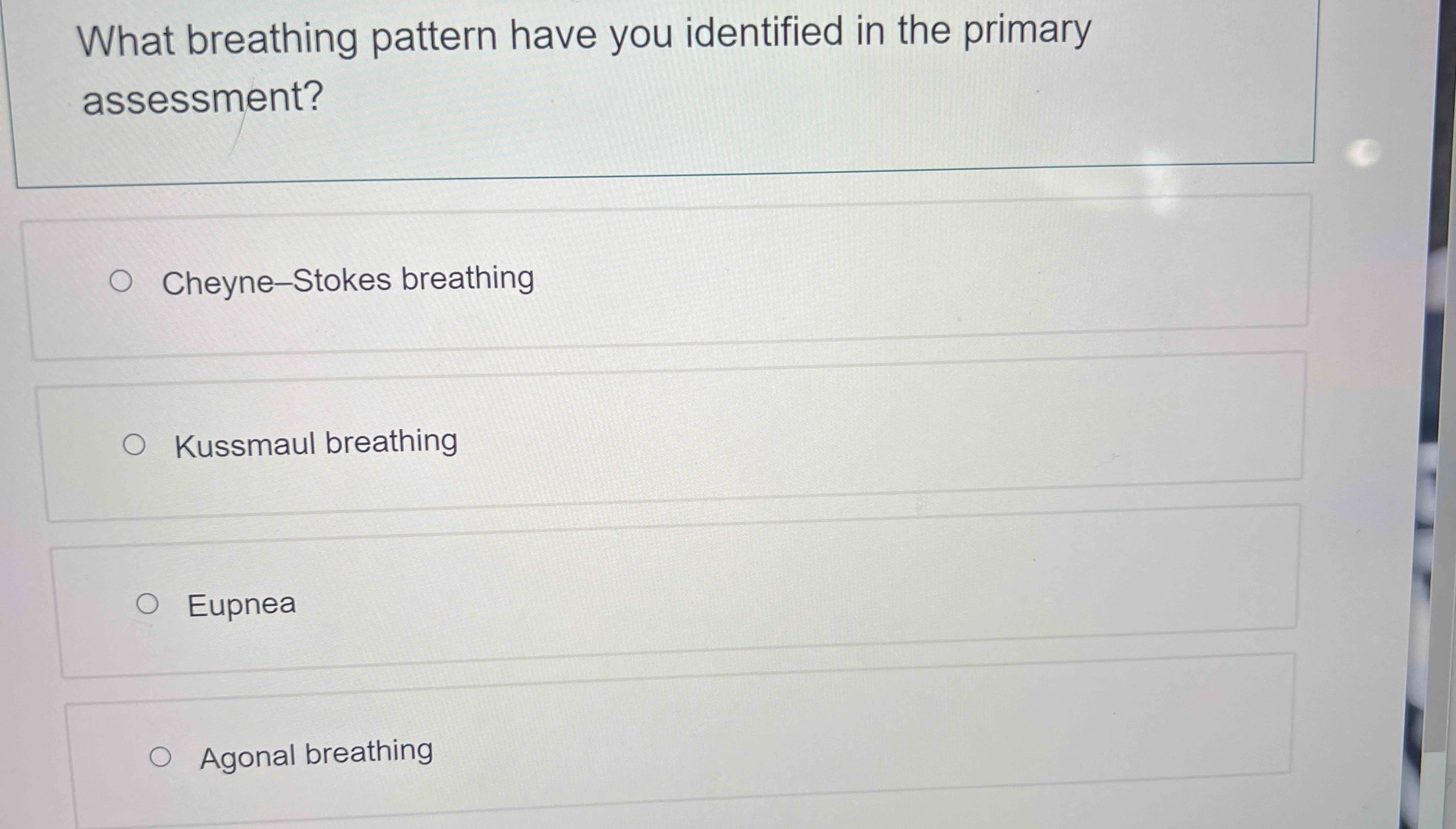 Solved What breathing pattern have you identified in the | Chegg.com