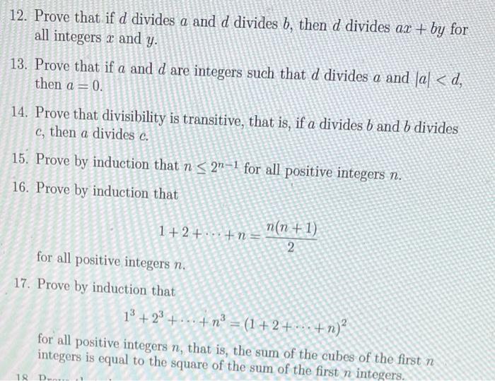 Solved 12. Prove that if d divides a and d divides b, then d | Chegg.com