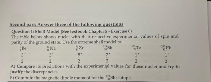 Solved Second part: Answer three of the following questions | Chegg.com