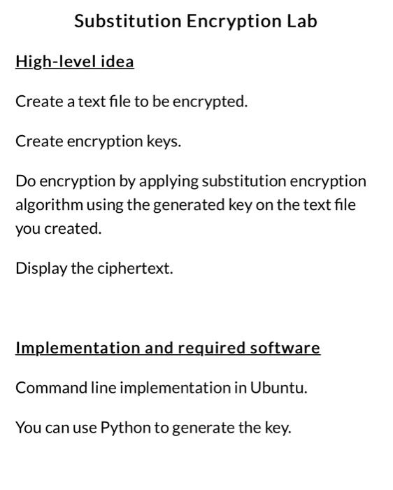 Solved Substitution Encryption Lab High-level idea Create a | Chegg.com