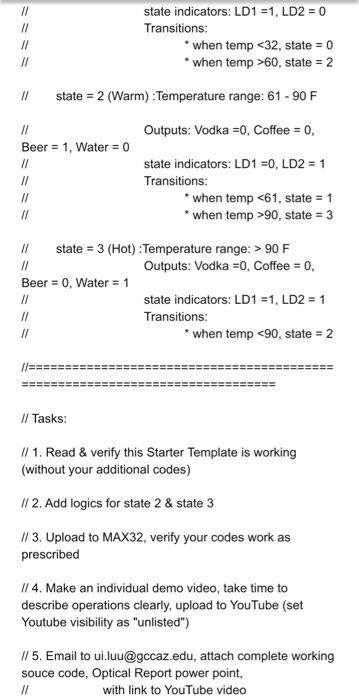 1/ MAX32-Lab4-EX-SimpleStateMachine-Starter // | Chegg.com