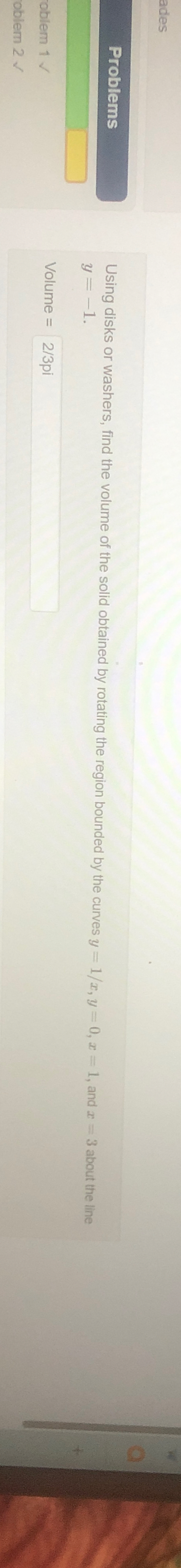 Solved Problemsablem 1oblem 2Using disks or washers, find | Chegg.com