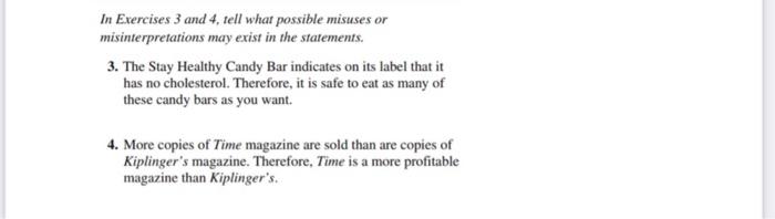 Solved In Exercises 3 and 4 , tell what possible misuses or | Chegg.com