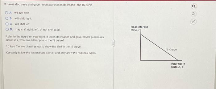 Solved If taxes decrease and government purchases decrease, | Chegg.com