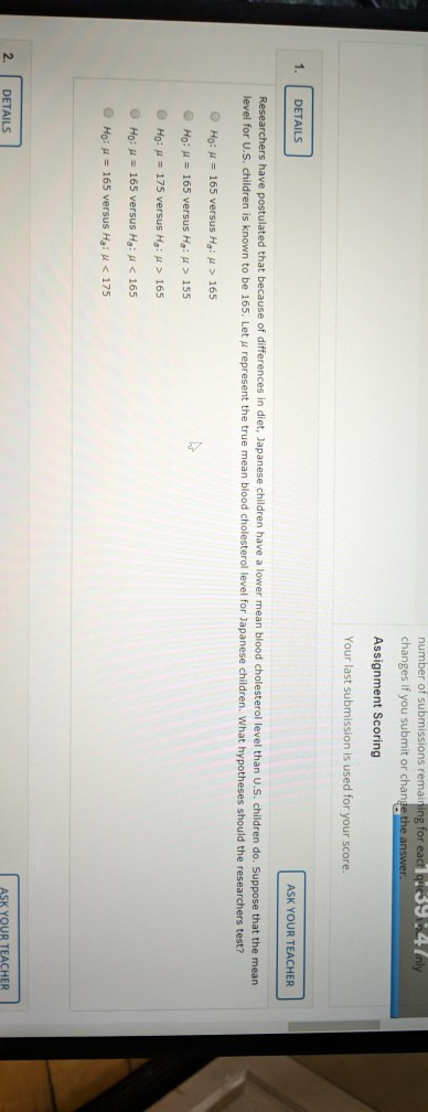 Solved number of submissions remaining for each re39 147nly | Chegg.com