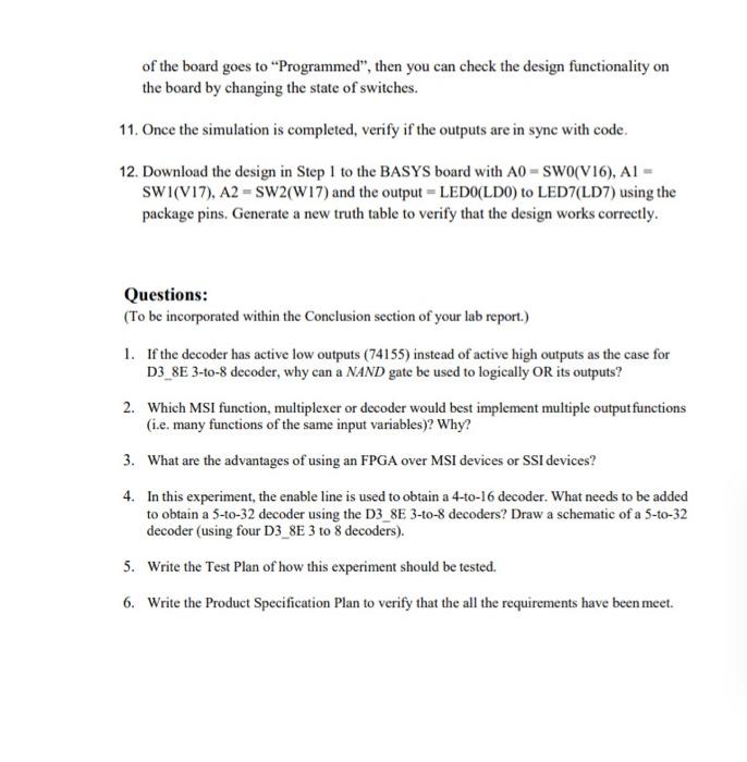 Solved EXPERIMENT #5 Decoder and Demultiplexer Objective: To | Chegg.com