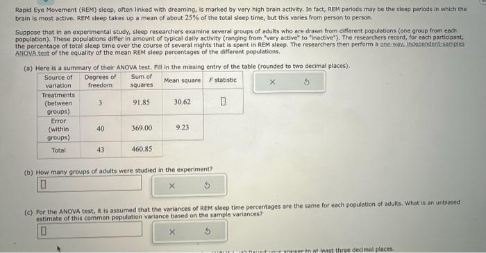 Solved Rapid Eye Movement (REM) sleep, often linked with | Chegg.com